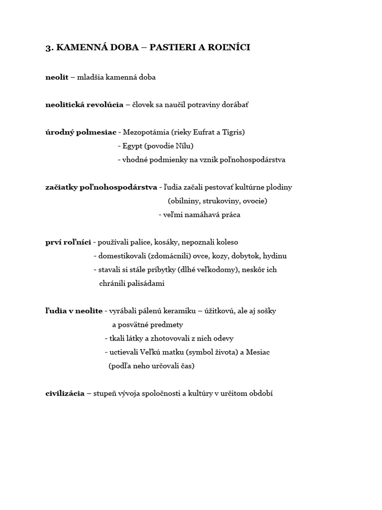 Kamenná Doba - Pastieri A Roľníci | PDF