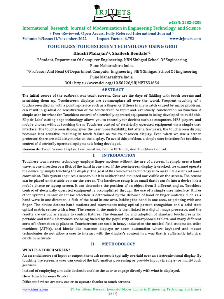 Nov 2022 | PDF | Touchscreen | Computer Engineering