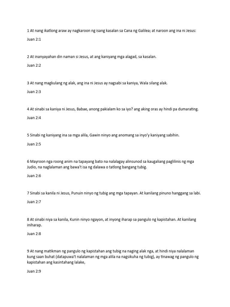 1 at Nang Ikatlong Araw Ay Nagkaroon NG Isang Kasalan Sa Cana NG ...
