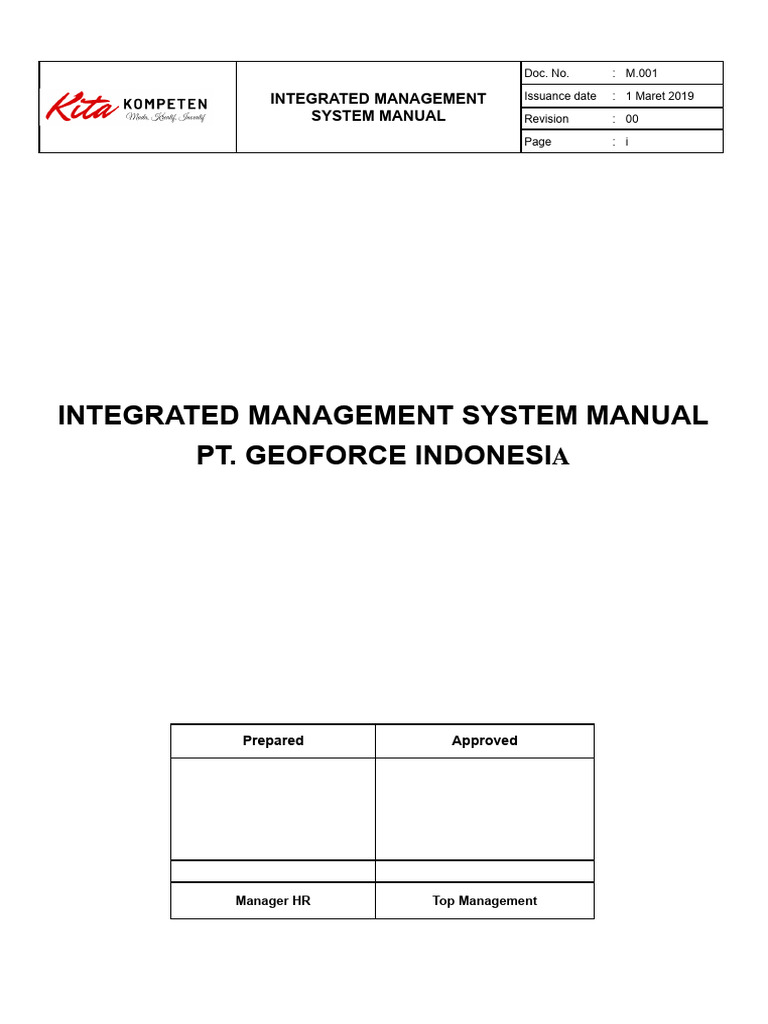 Integrated Management System Manual | PDF | Economies | Business Economics