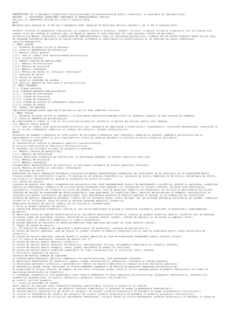 Continut Cadru Proiecte Tip | PDF