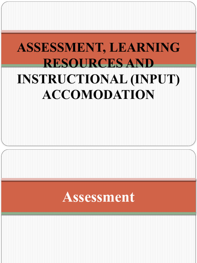 Assessment, Learning Resources and Instructional (Input | PDF ...