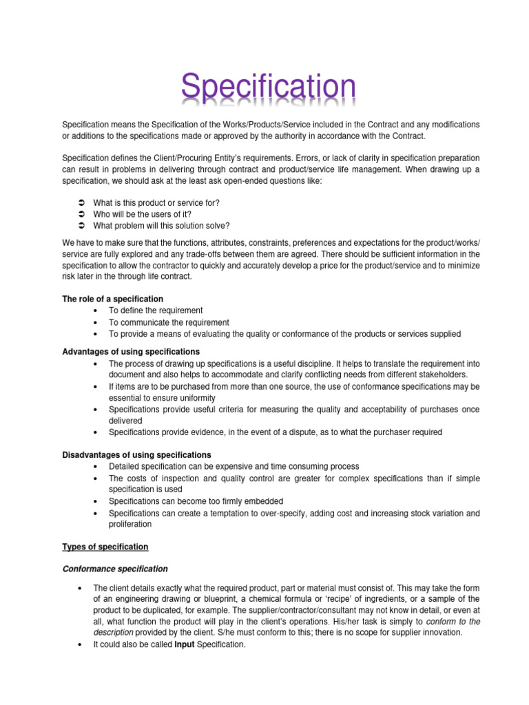 07 Specification 2023 | PDF | Specification (Technical Standard ...