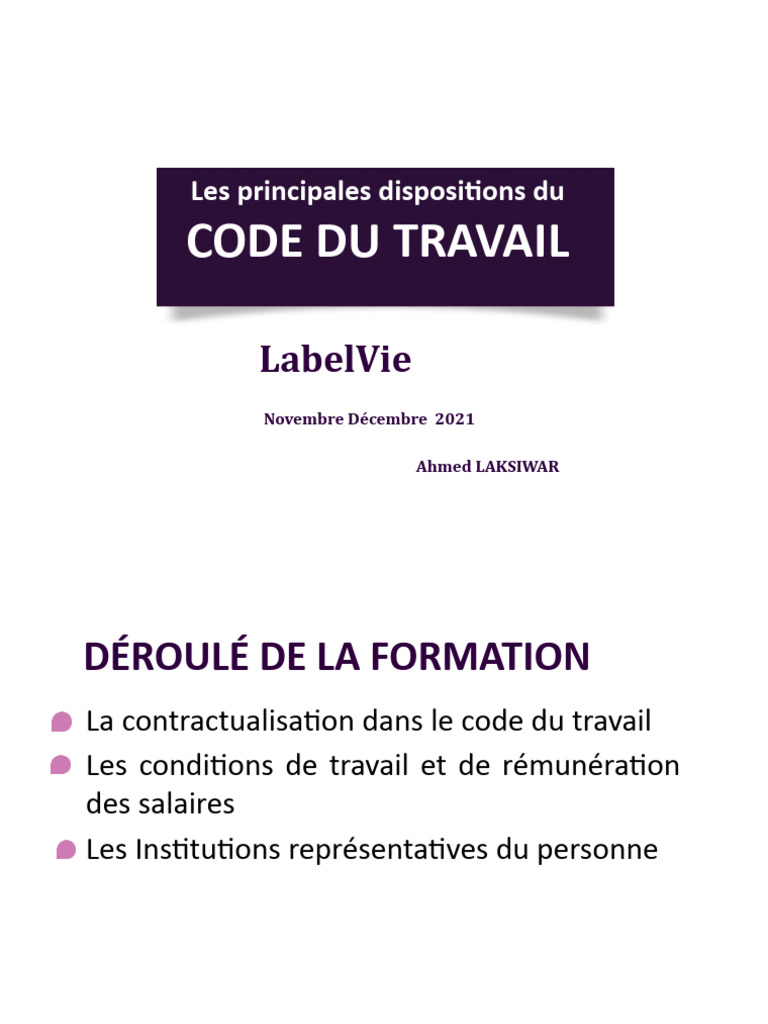 Dispositions clés du Code du Travail | PDF