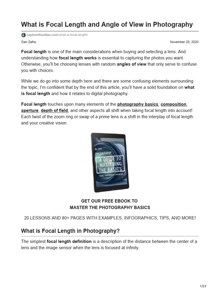 What Is Focal Length and Angle of View in Photography | PDF | Camera ...
