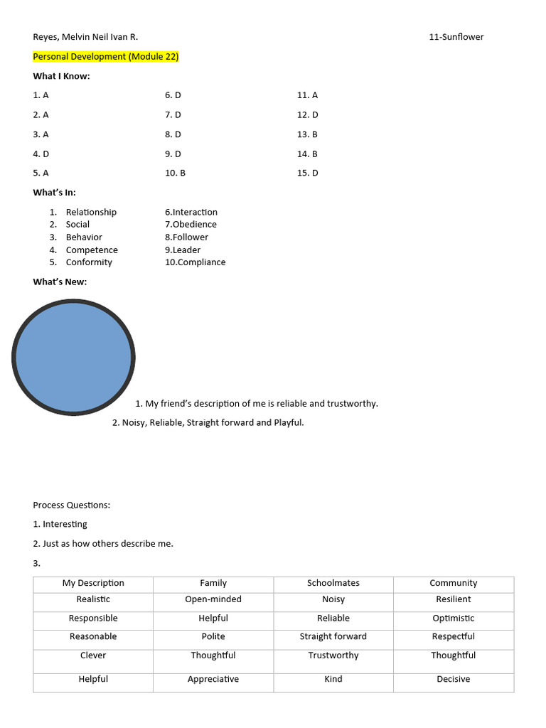 Reyes Perdev Module 22 | PDF | Survey Methodology | Cognition