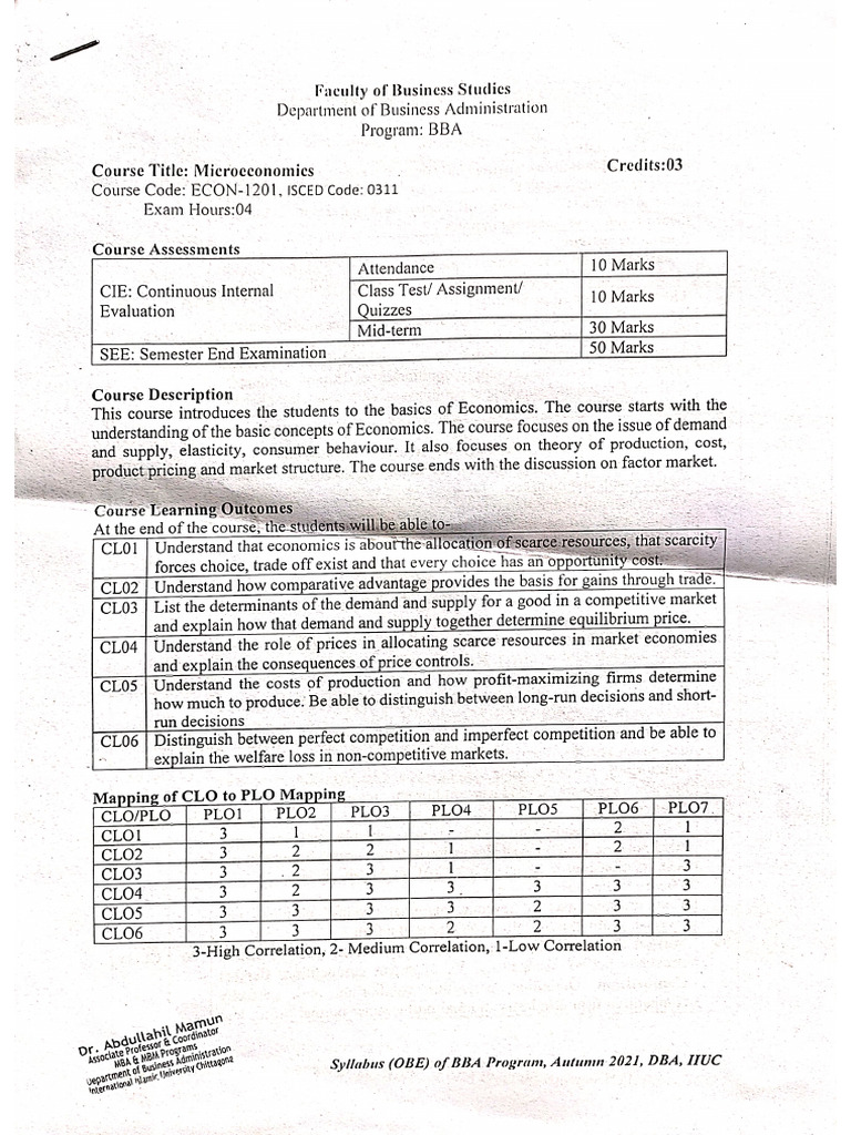 microeconomics course outline | PDF