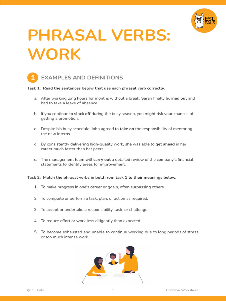 (SV) Phrasal Verbs_ Work | PDF | Grammatical Tense | Occupational Burnout