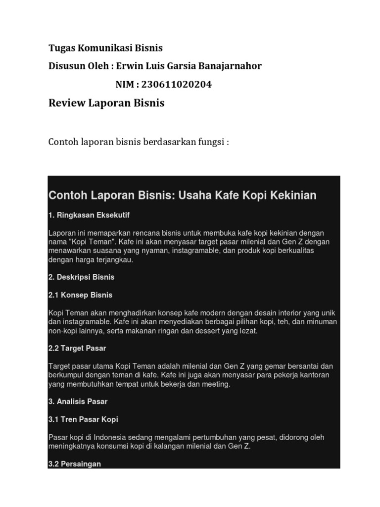 Tugas Komunikasi Bisnis Review Laporan | PDF | Bisnis | Karier ... Tugas Komunikasi Bisnis Review Laporan | PDF | Bisnis | Karier ...