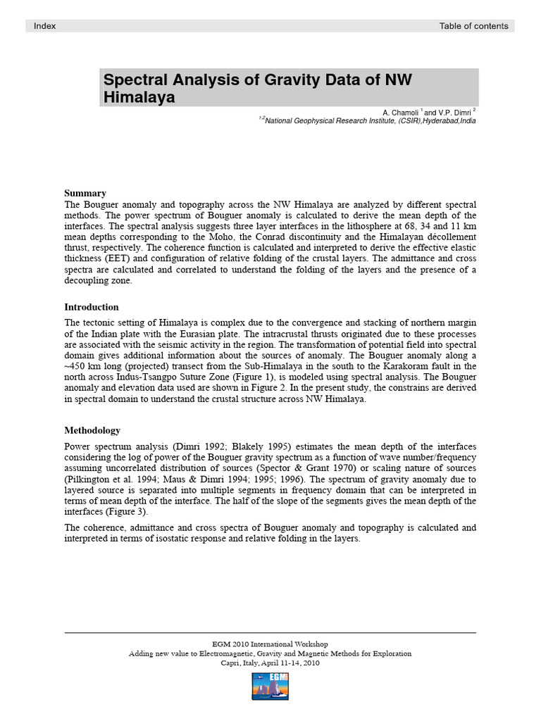 Spectral Analysis of Gravity Data of NW Himalaya | PDF | Plate ...