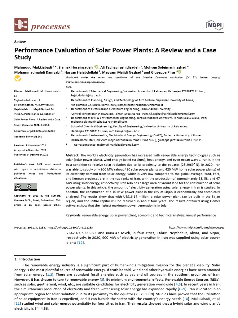 3 Performance Evaluation of Solar Power Plants A Review and A Case ...