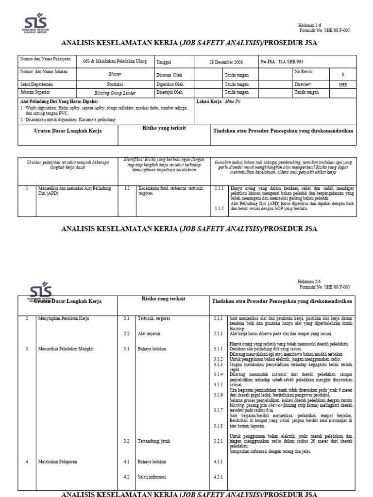 Dokumen - Tips 63 Jsa Melakukan Peledakan Ulang | PDF