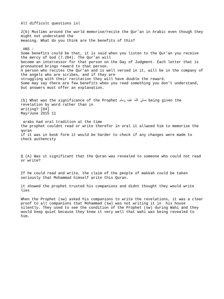 All Difficult Questions Isl Paper 1 | PDF All Difficult Questions Isl Paper 1 | PDF