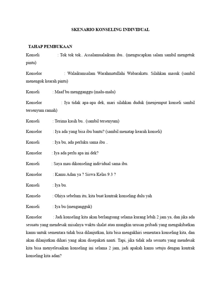 Skenario Konseling Kurang Percaya Diri | PDF