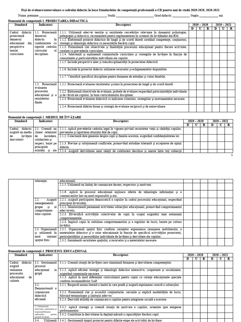 Fisa Ev Autoevaluare | PDF