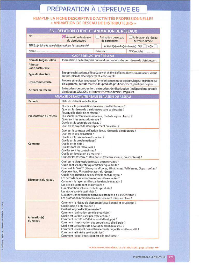 Méthodologie Fiches E6 | PDF