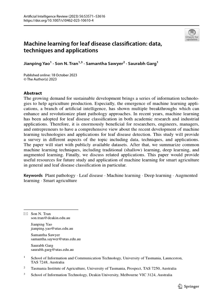 Leaf Disease Classification with ML | PDF | Deep Learning | Machine Learning