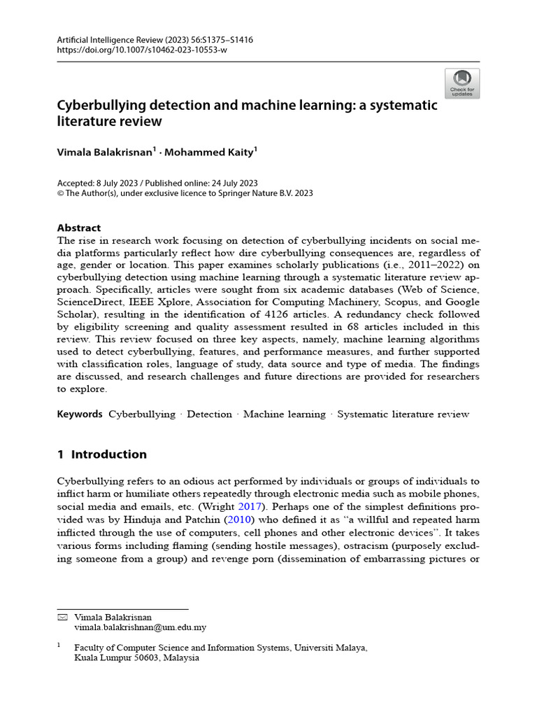 4 - Cyberbullying Detection and Machine Learning A Systematic ...