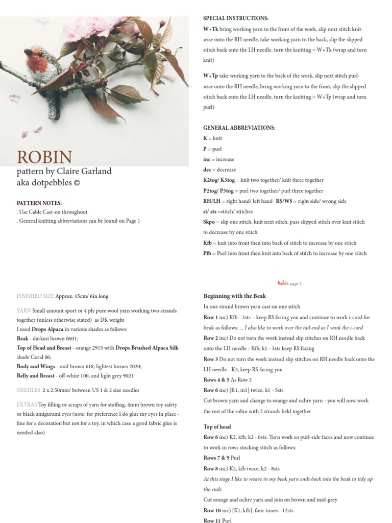 Robin 01 | Download Free PDF | Knitting | Clothing