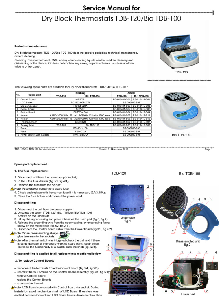 Service TDB-120 and BioTDB-100 v3 29112010 | PDF