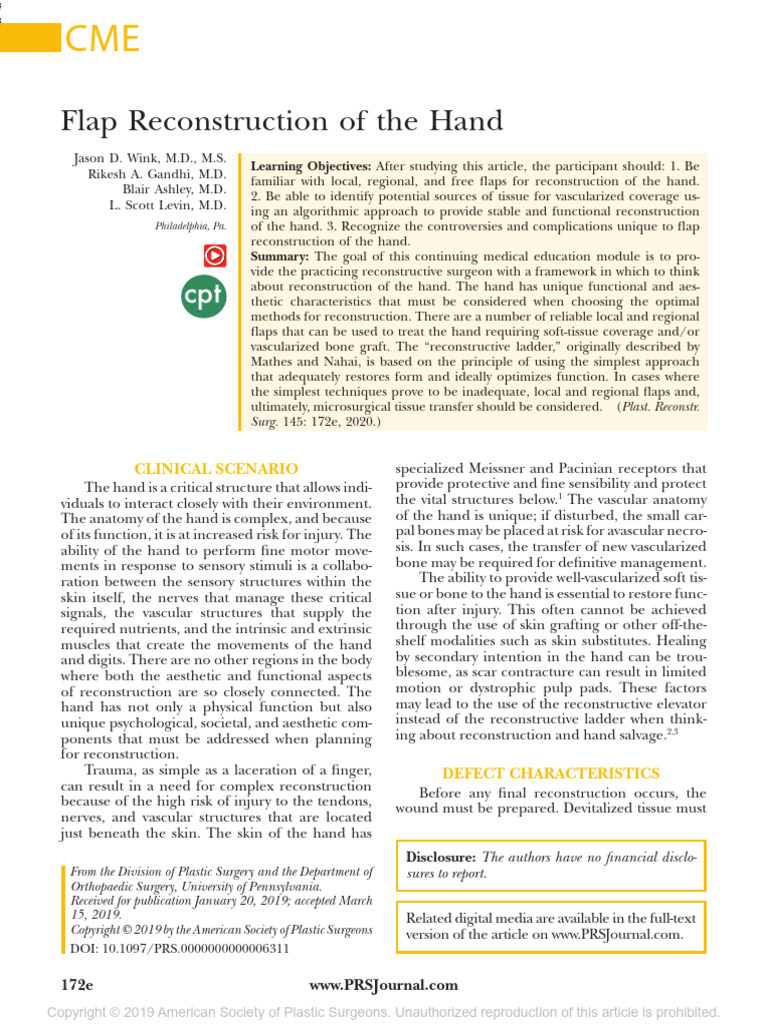 Flap Reconstruction of The Hand | PDF | Hand | Finger