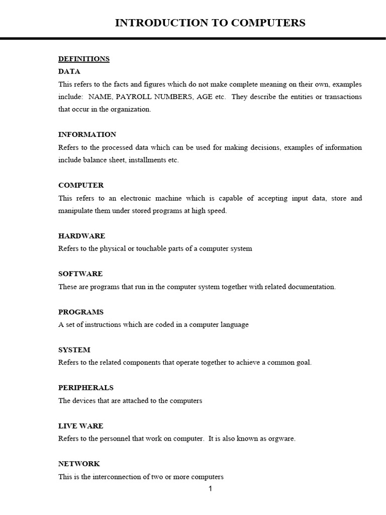 INTRODUCTION TO COMPUTERS | PDF | Computer Data Storage | Computer Virus