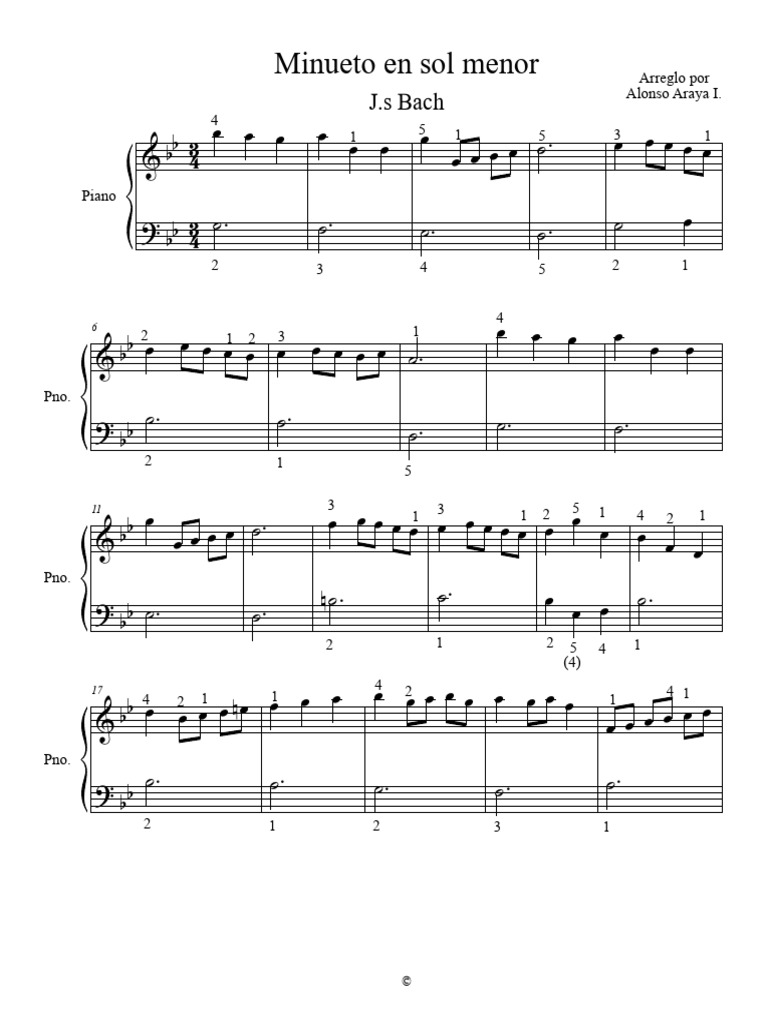 Minueto en Sol Menor Bach | PDF