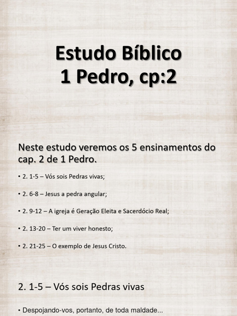 Estudo Bíblico 1 Pedro, CP - 2 | PDF | Religião e Espiritualidade