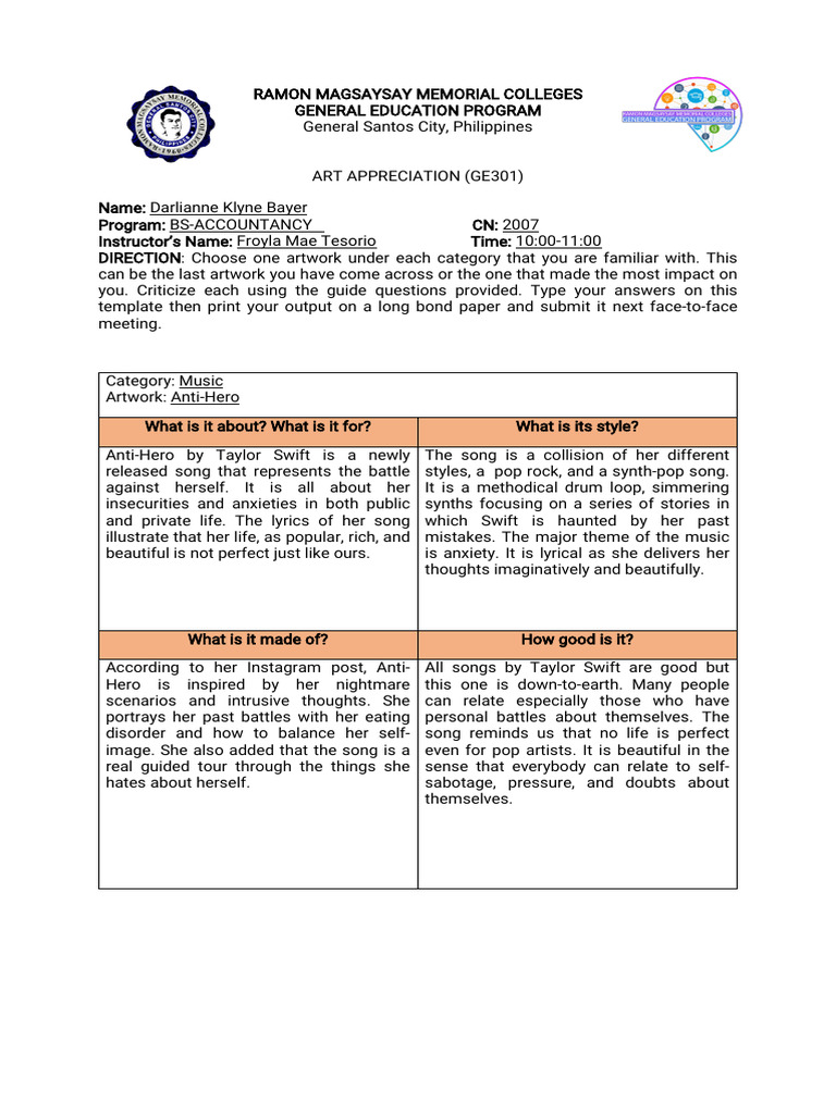 (GE301) ACTIVITY - Lesson 1 | PDF
