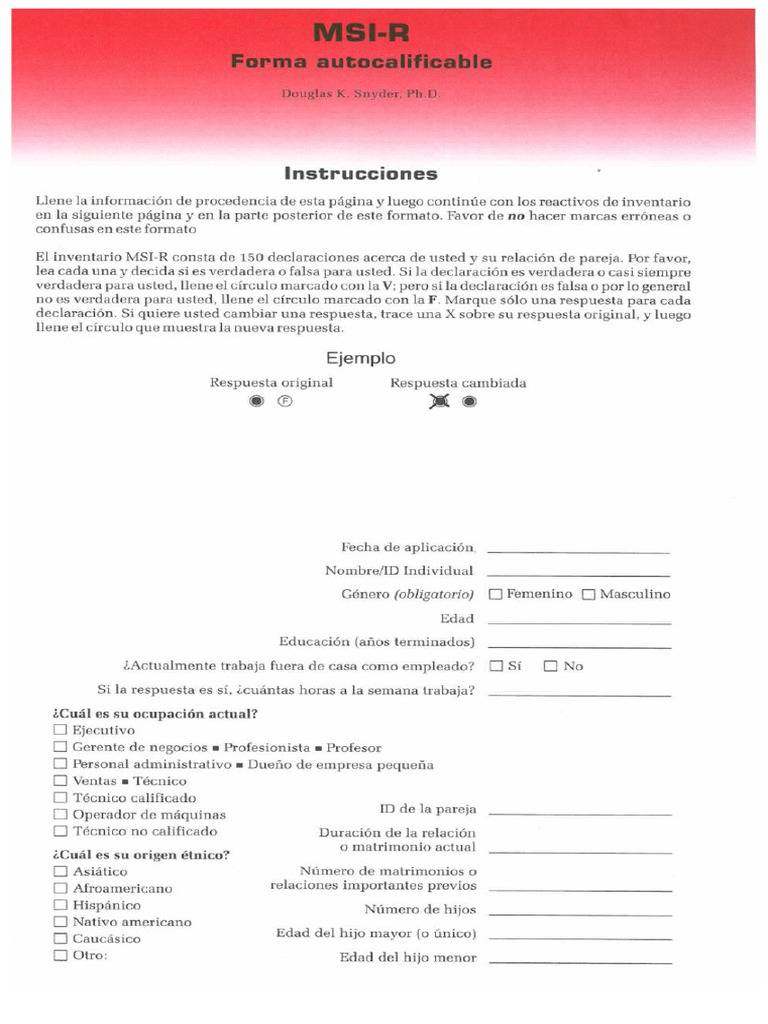 Cuestionarios MSI-R | PDF