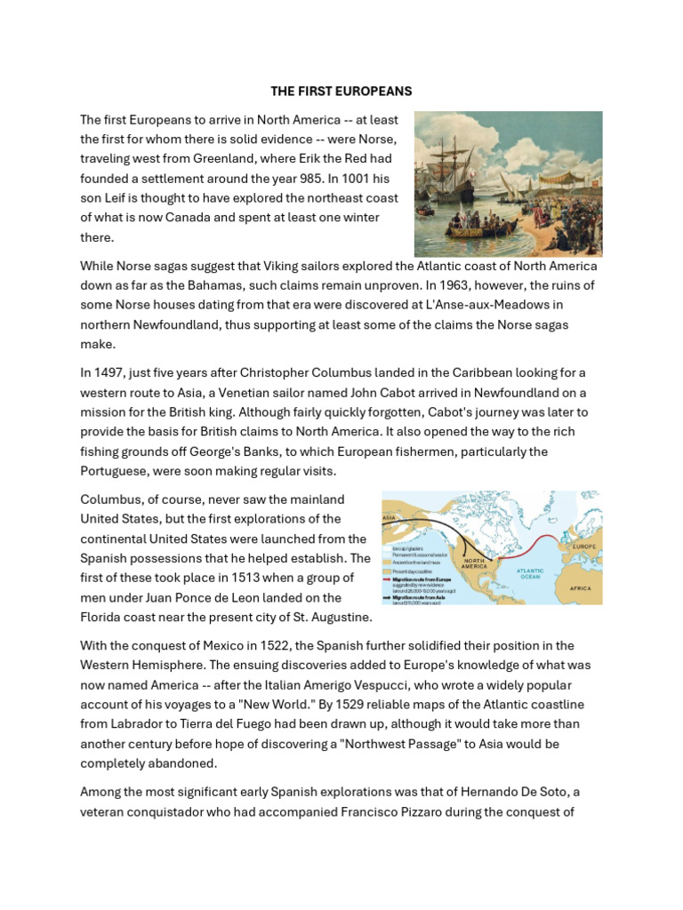 The First Europeans | PDF | North America | Americas