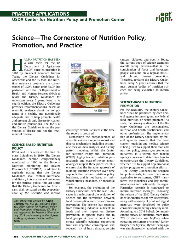 Science— The Cornerstone of Nutrition Policy | PDF | Dietitian | Nutrition