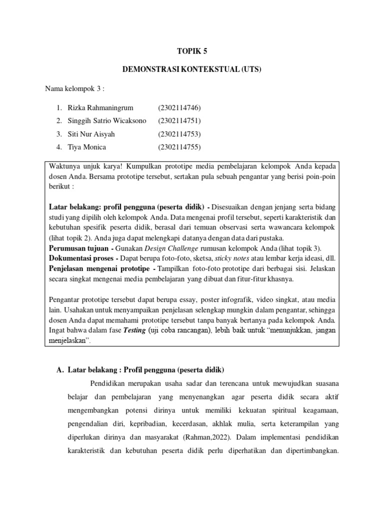 T5. - Demonstrasi - Kontekstual - Kelompok 3 | PDF