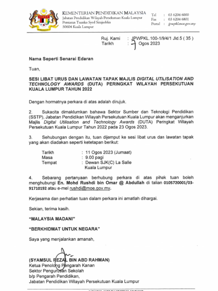 SURAT LAWATAN TAPAK DUTA | PDF