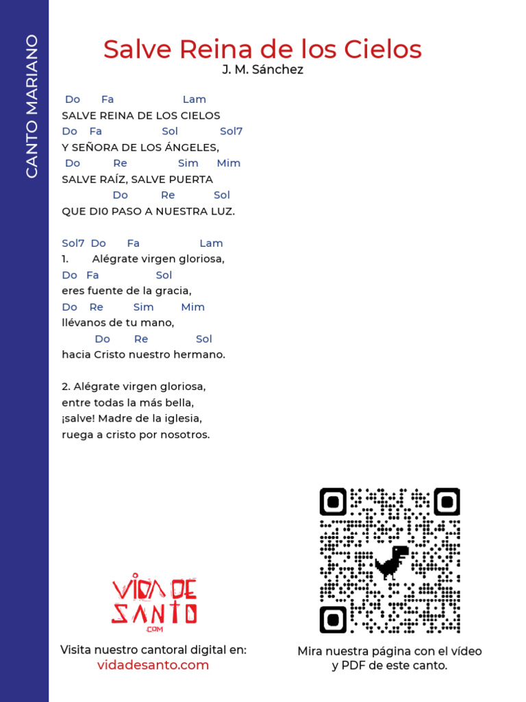 Salve Reina de Los Cielos Acordes y Letra Canto A Maria | PDF