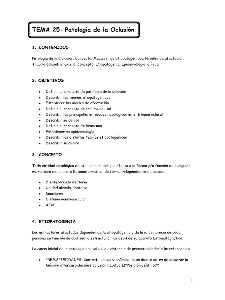 TEMA 25 Patología de La Oclusión | PDF | Medicina CLINICA