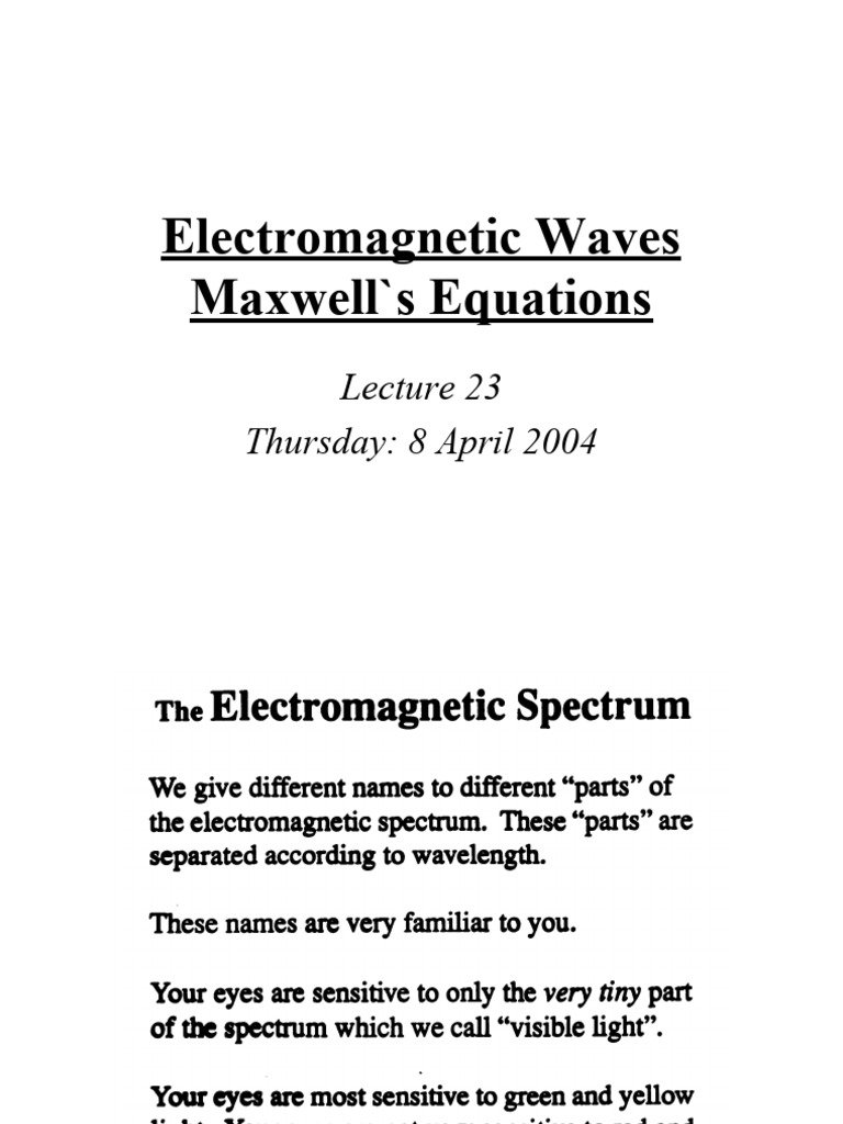 Lecture 23 | PDF | Electromagnetic Radiation | Waves