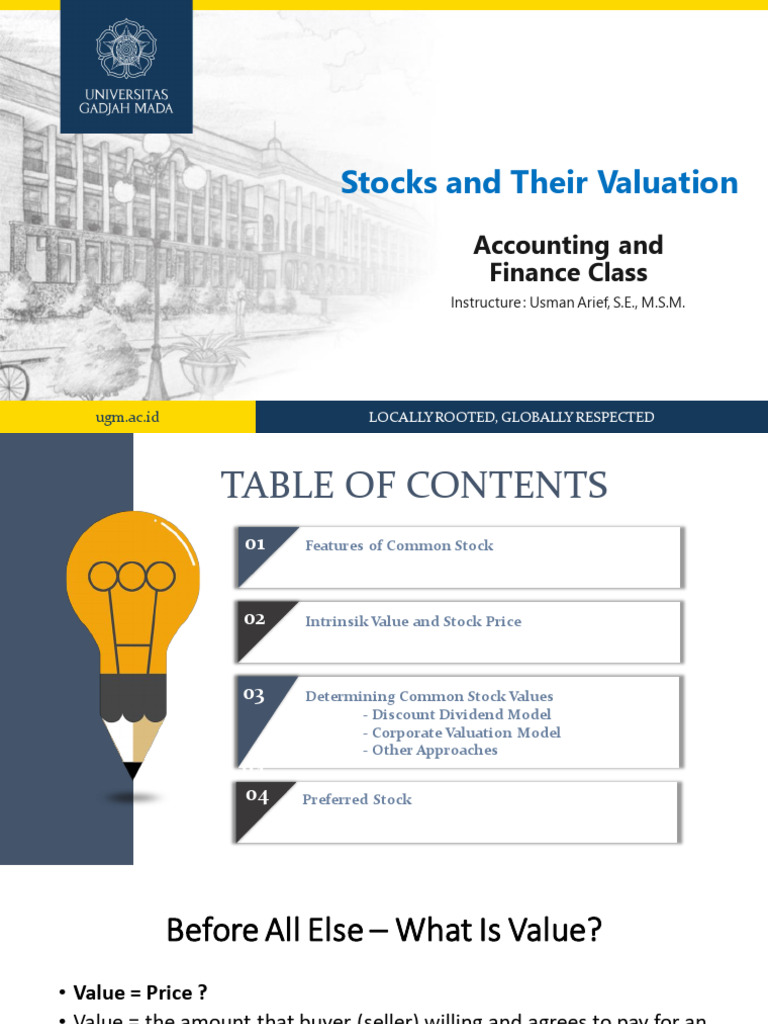 Lecturer Notes Stocks And Their Valuation Pdf Pdf Stocks