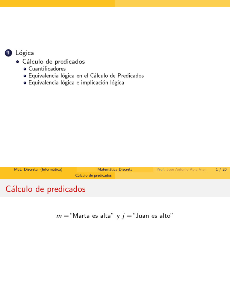 Cálculo de Predicados en Matemática Discreta | PDF