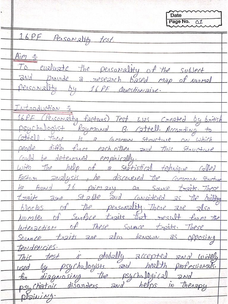 16PF Practical File | PDF