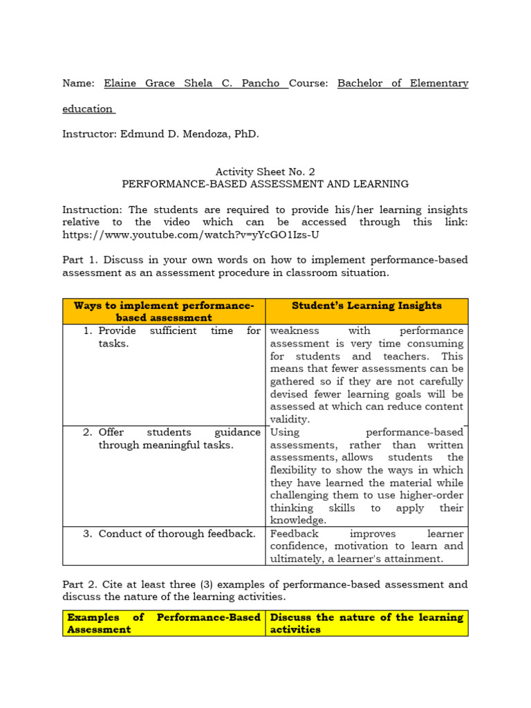 Performance-Based Assessment Insights | PDF | Educational Assessment ...