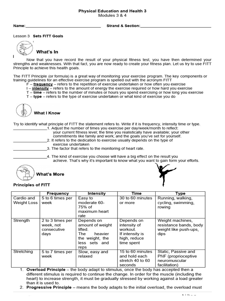 Pe Health 12 Hope 3 q1 Module 3 4 | PDF | Physical Fitness | Dances