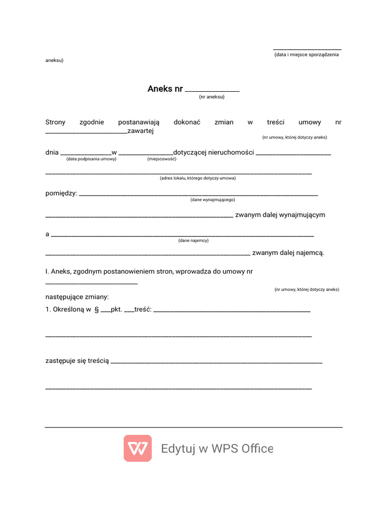 Aneks Do Umowy Najmu | PDF