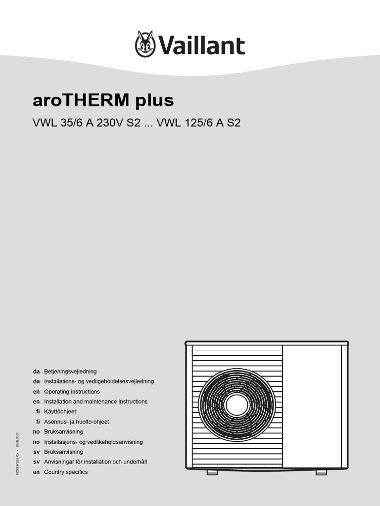 Vaillant AroTHERM Plus VWL Install | PDF