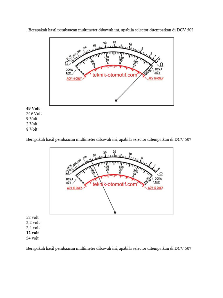 Berapakah Hasil Pembaacan Multimeter Dibawah Ini | PDF