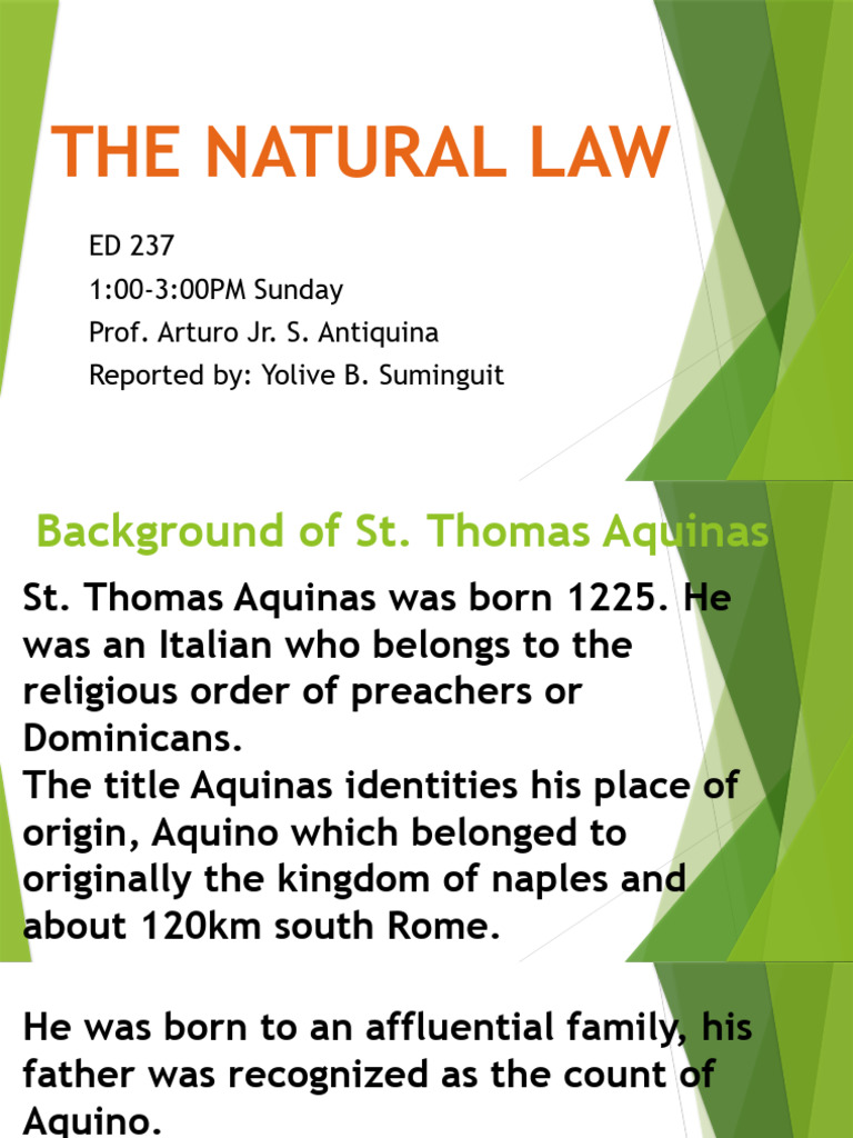 The-NATURAL-LAW by Yolive Suminguit | PDF | Natural Law | Thomas Aquinas