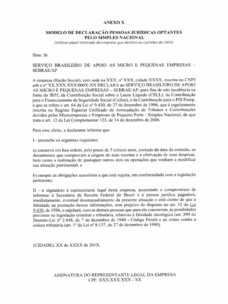 Modelo de Declaração Simples | PDF