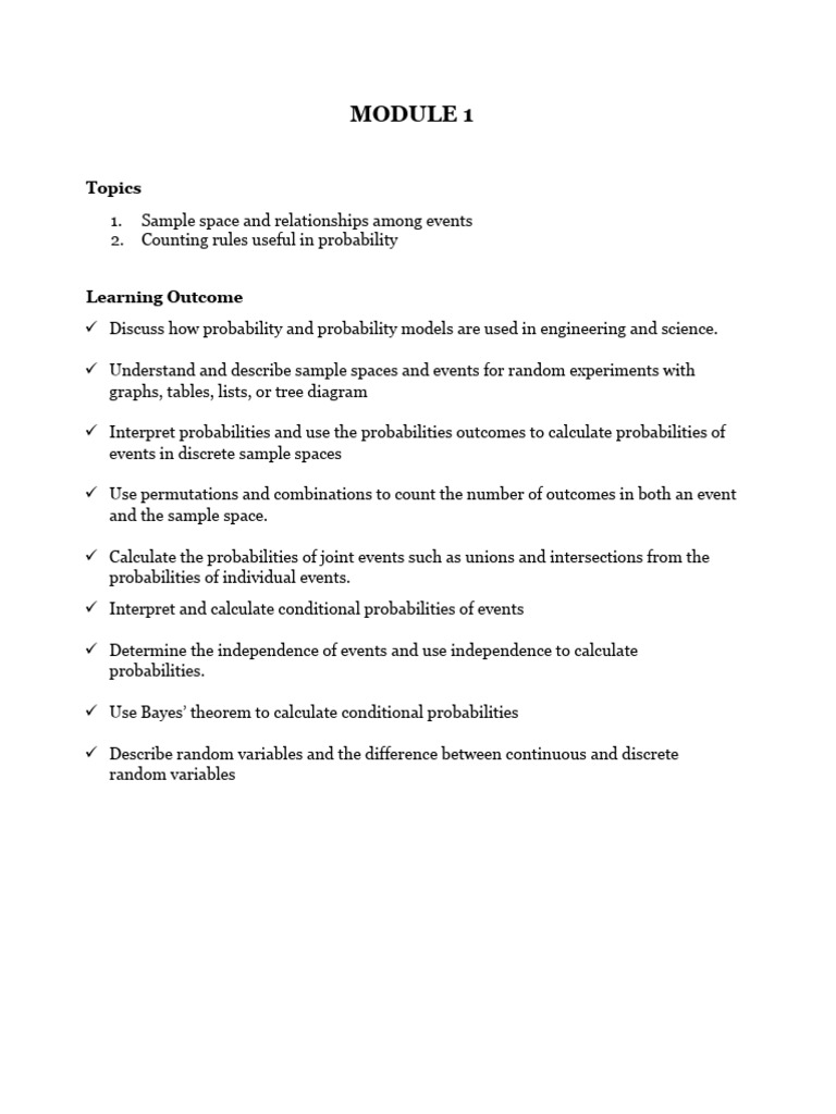 Lesson 1 Sample Space Union Intersection Complement and Counting Rules | PDF | Sampling ...