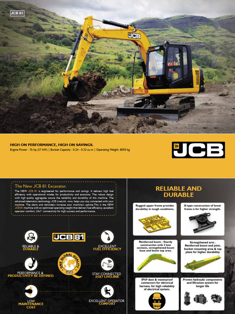 JCB 81 Excavator Brochure | PDF | Fuel Efficiency | Vehicles