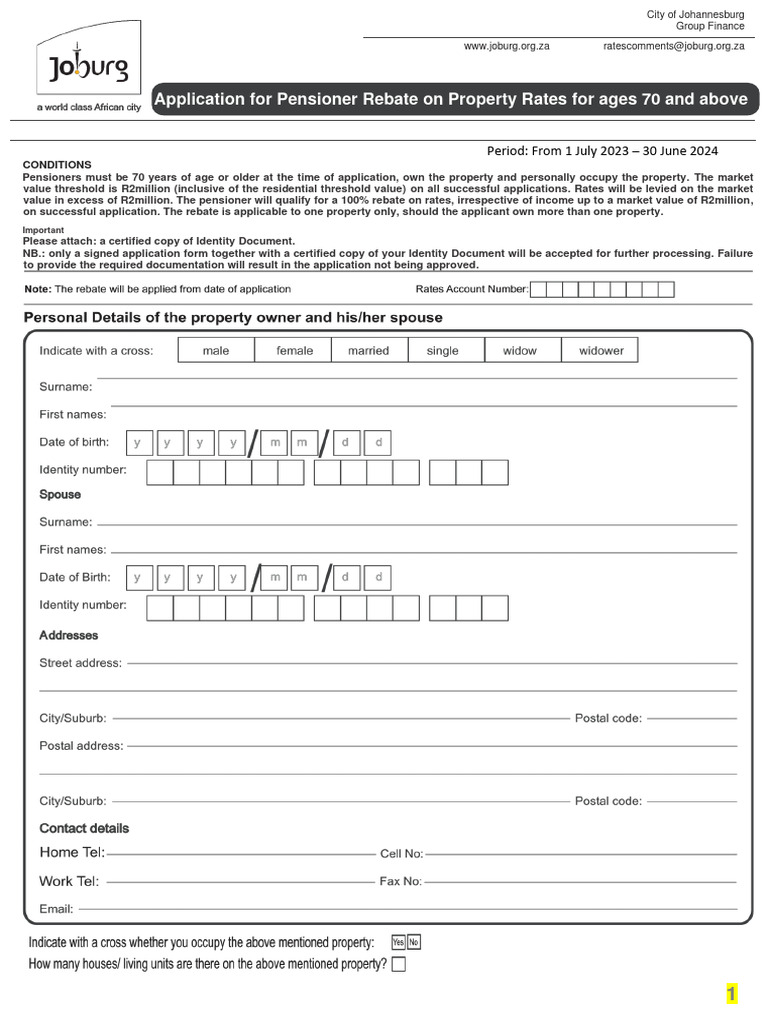 Pensioner Rates Rebate Application Guide | PDF | Rebate (Marketing ...